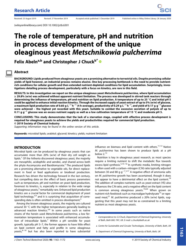 Felix Paper For Temperature Effect J Chem Biotech | PDF