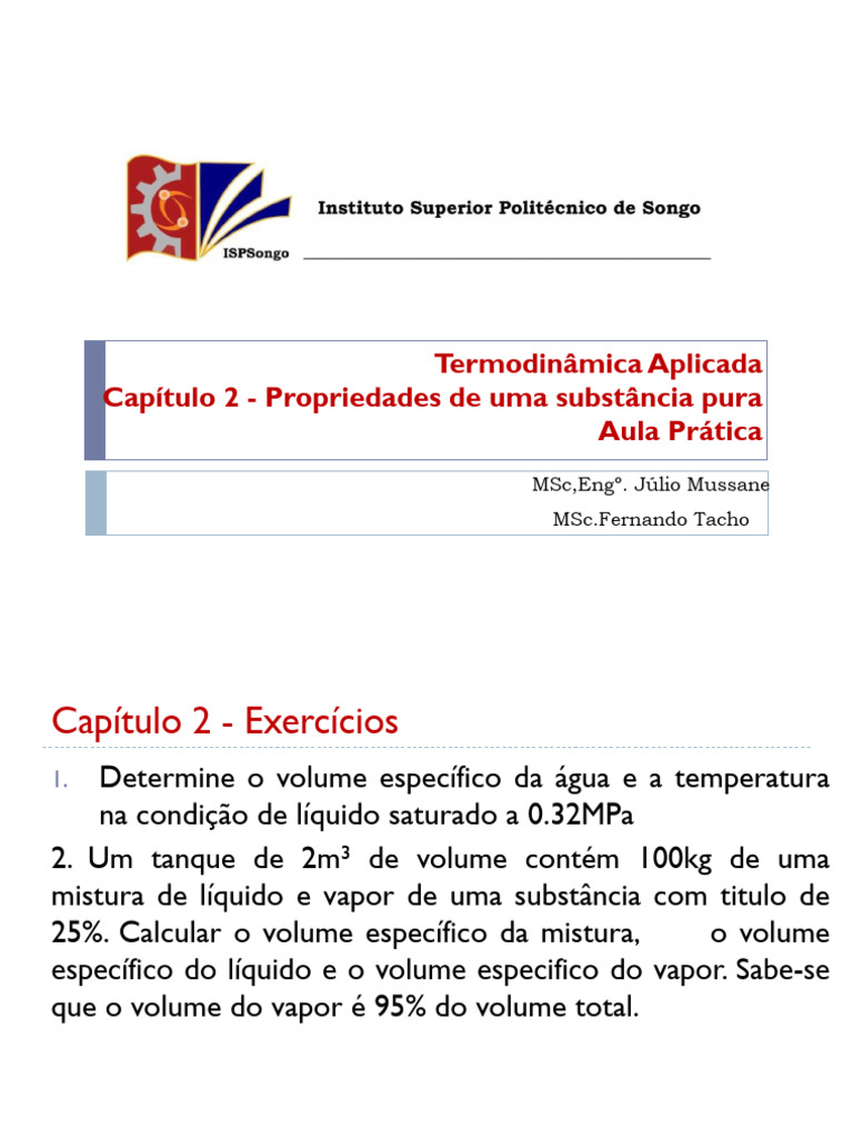 Cap2 - Termo 2 Exercícios | PDF