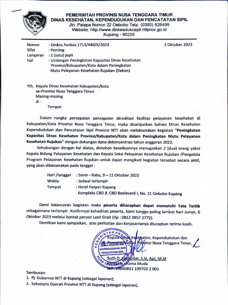 Undangan Peserta - Peningkatan Kapasitas Dinkes | PDF Undangan Peserta - Peningkatan Kapasitas Dinkes | PDF