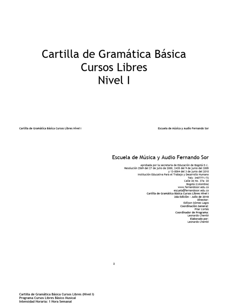 Cartilla de Gramatica Basica I Cursos Libres | PDF