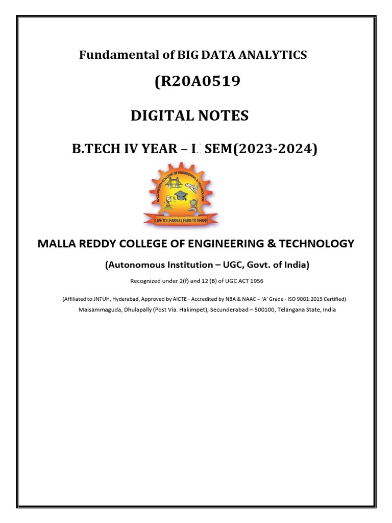 Fundamentals of Big Data Analytics | PDF | Databases | Business