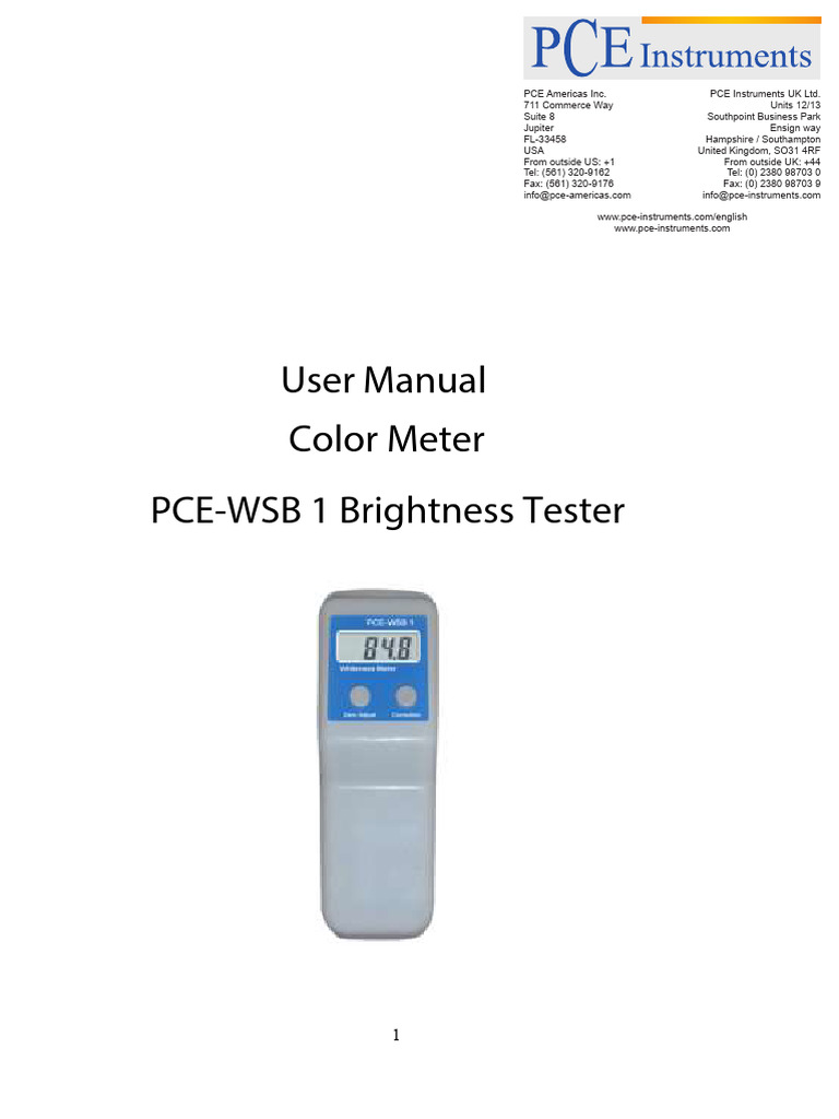 Manual Color Meter Pce WSB 1 | PDF