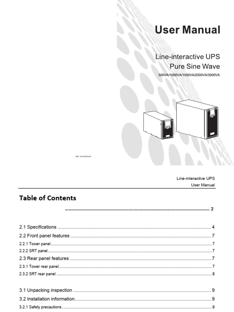 UPS1500 3000S RT LI - Instrukcja - en | PDF