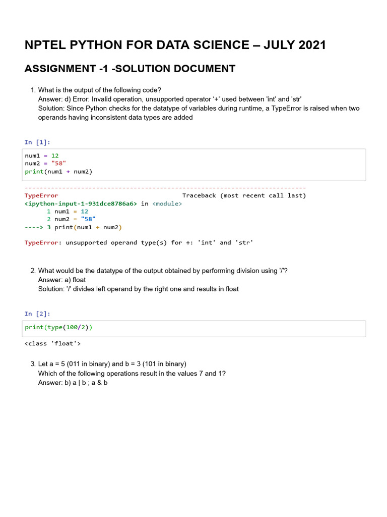 Python Data Science Assignment Solutions | PDF | Reserved Word | Programming Paradigms