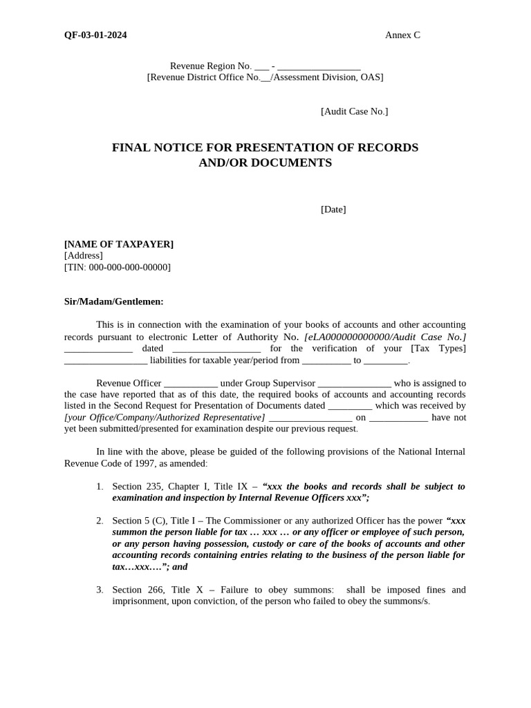 Annex C - Final Notice | PDF