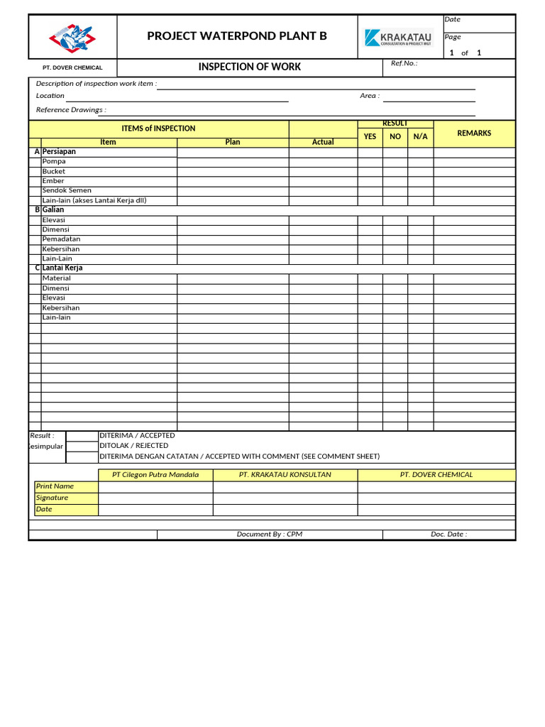 Form-Checklist-Inspection - Lean - Concrete | PDF