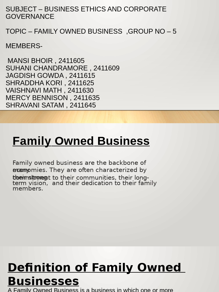 Understanding Family Owned Businesses | PDF | Leadership | Governance