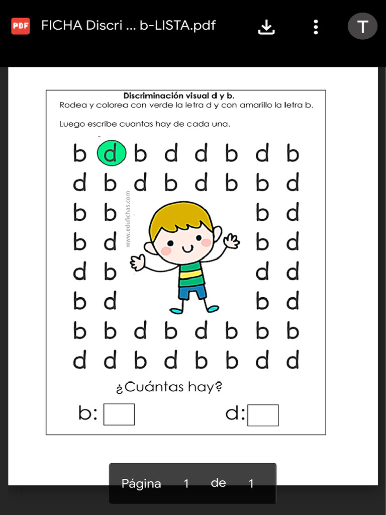 FICHA Discriminación Visual D y b-LISTA - PDF - Google Drive | PDF