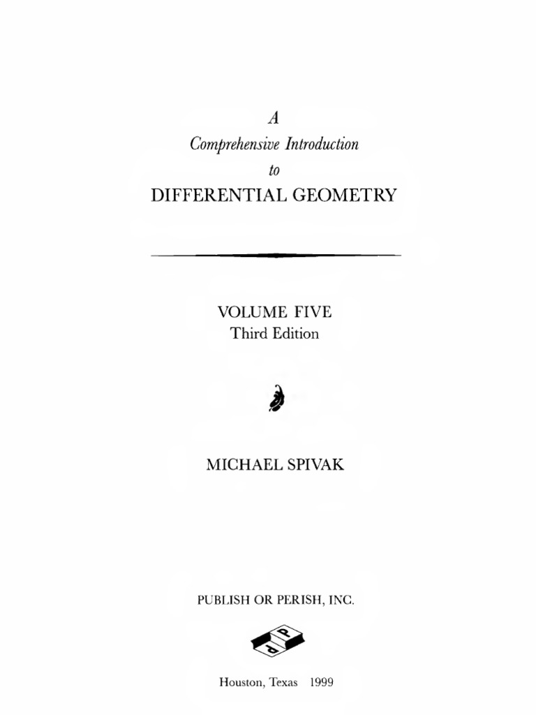 Michael Spivak - A Comprehensive Introduction To Differential Geometry ...