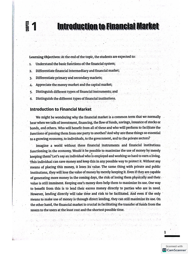 Chap1 Financial Markets | PDF