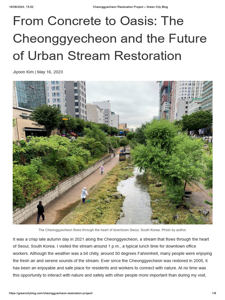 Cheonggyecheon Restoration Project - Green City Blog | PDF ... Cheonggyecheon Restoration Project - Green City Blog | PDF ...