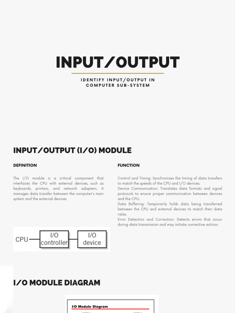 1.3 Identify Input Output in Computer Sub System | PDF