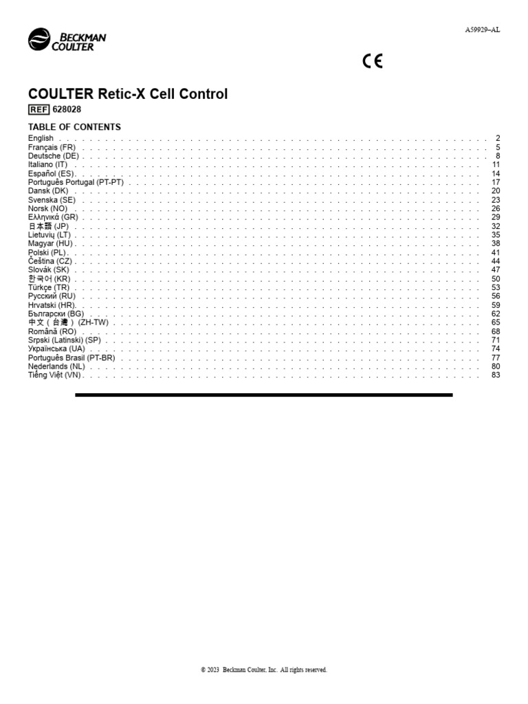COULTER Retic-X Cell Control | PDF