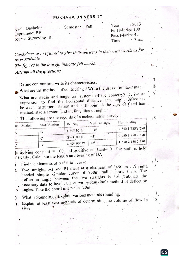 Survey LL Old Question | PDF