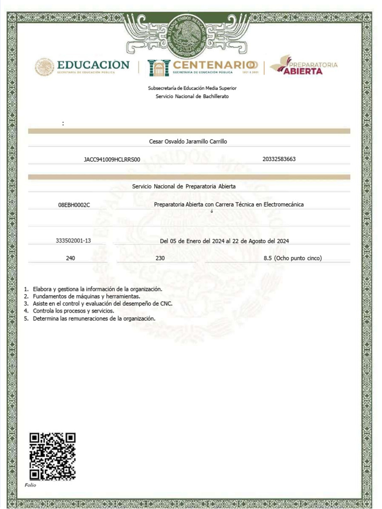 Certificado Prepa | PDF