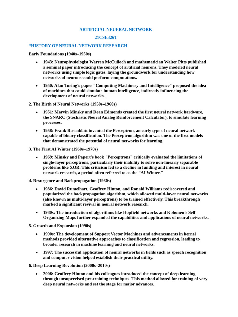 ARTIFICIAL NEUERAL NETWORK Notes | PDF | Artificial Neural Network ...