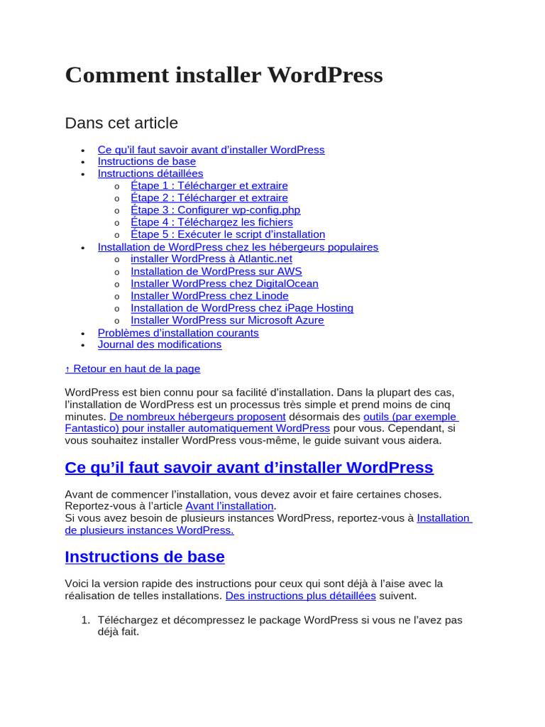 Comment Installer WordPress | PDF