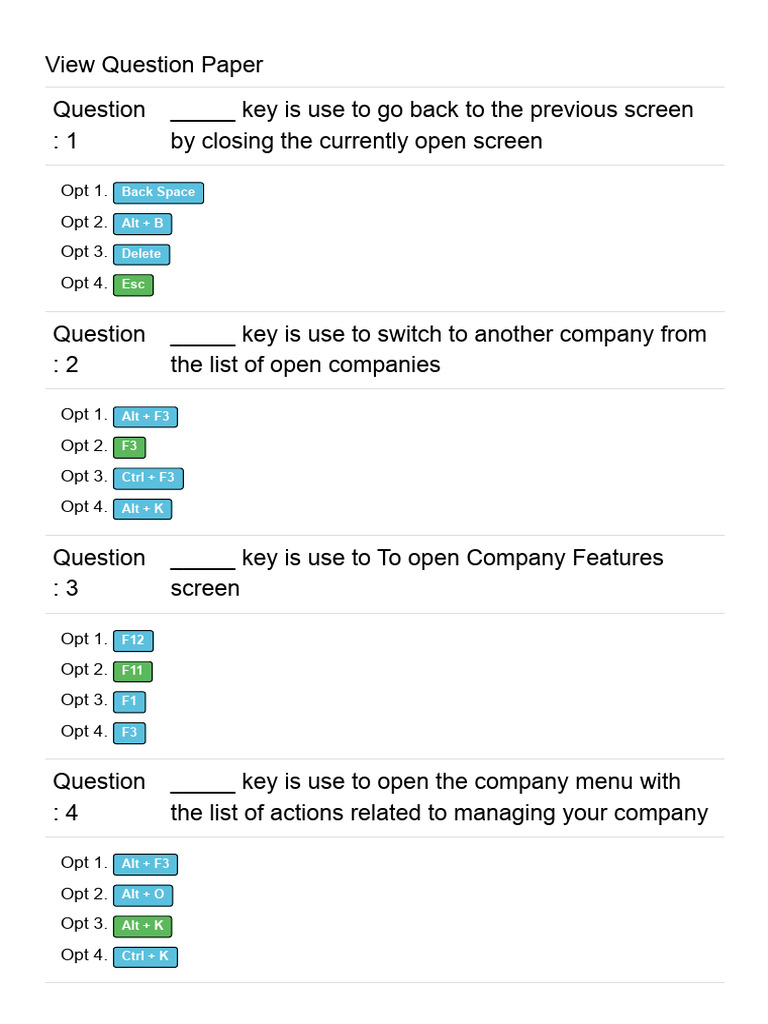 Opt 1. Opt 2. Opt 3. Opt 4.: Back Space Alt + B Delete Esc | PDF