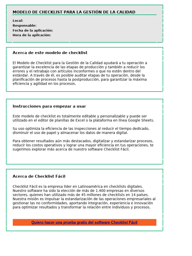 Es MR Checklist Gestion de Calidad | PDF