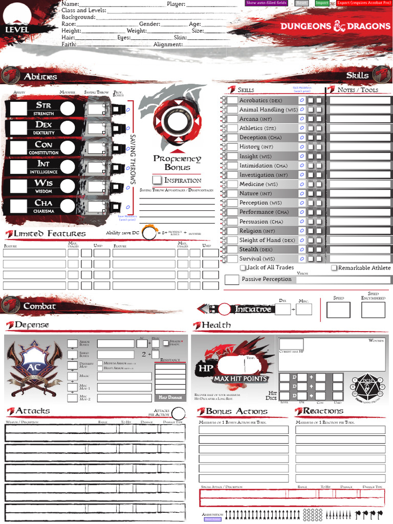 Character Sheet Vuota D&D 5ed | PDF