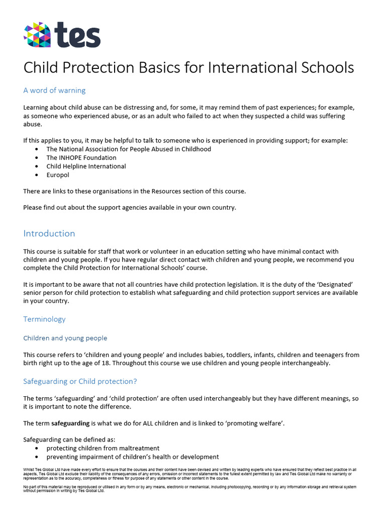 Child Protection Basics For International SchoolsCPBIS PDF | PDF