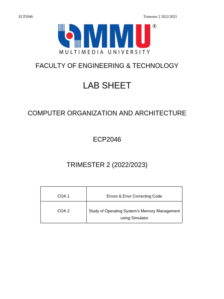 ECP2046 Lab Sheet (2220) | PDF