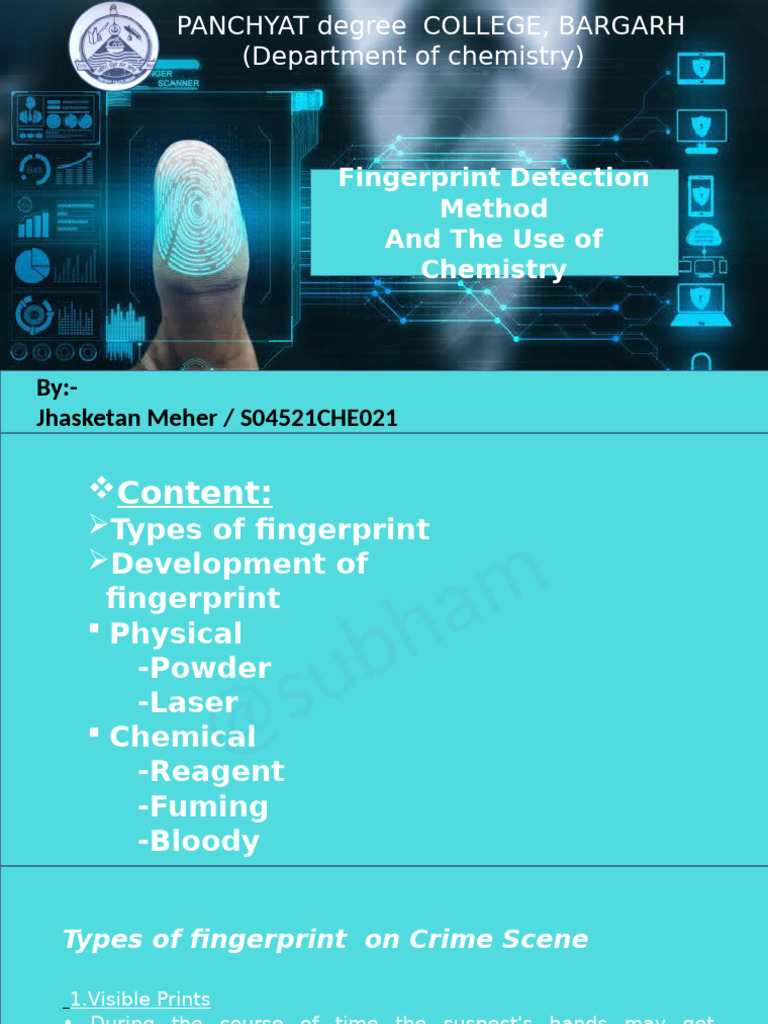 Finger Print Detection | PDF | Fingerprint | Chemical Substances