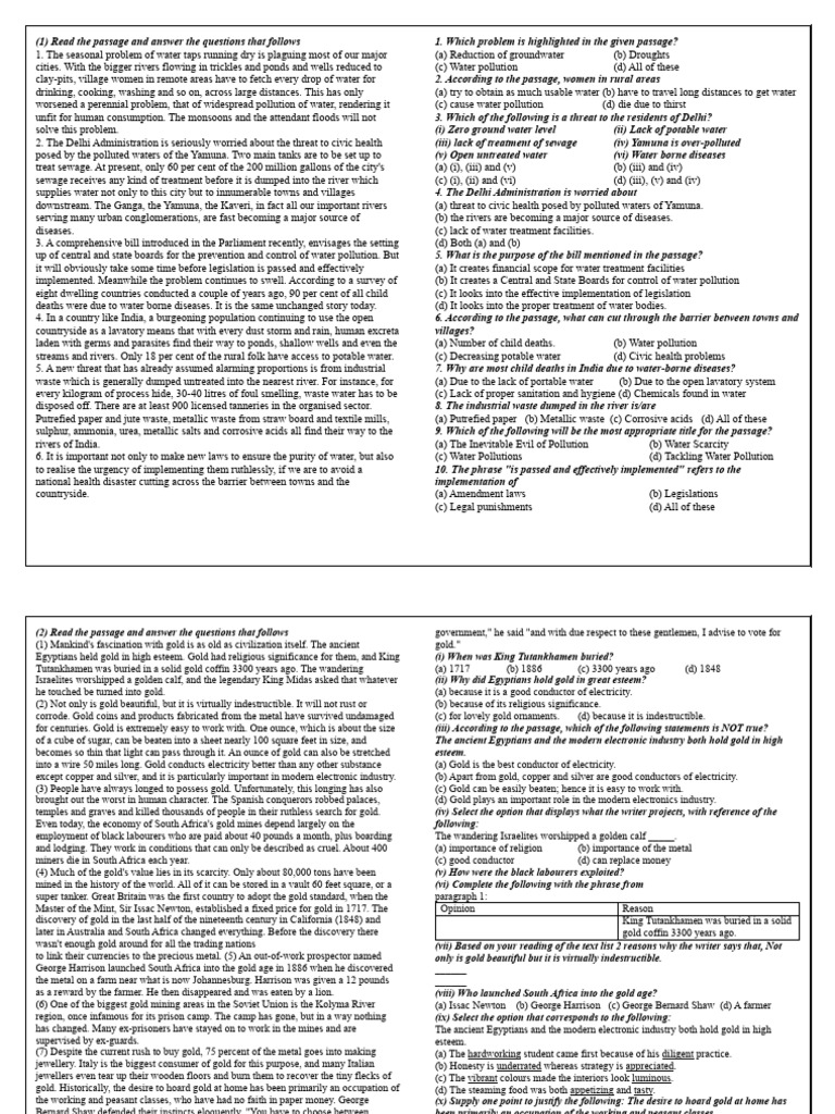 Comprehension Questions | PDF