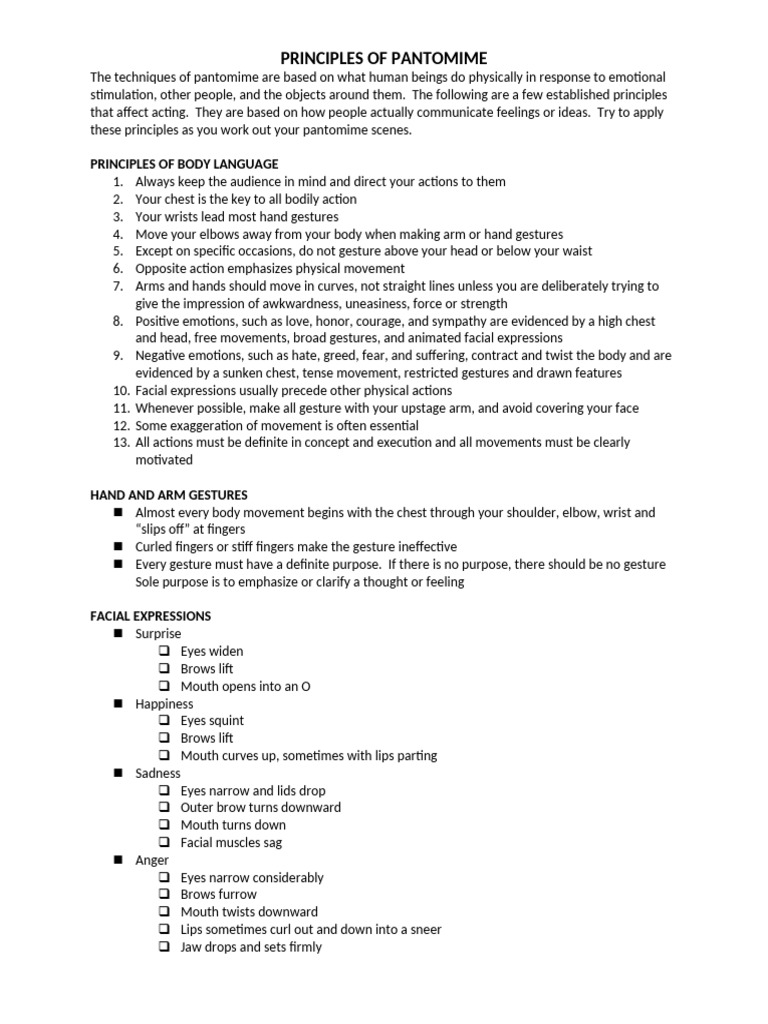 Principles of Pantomime | PDF
