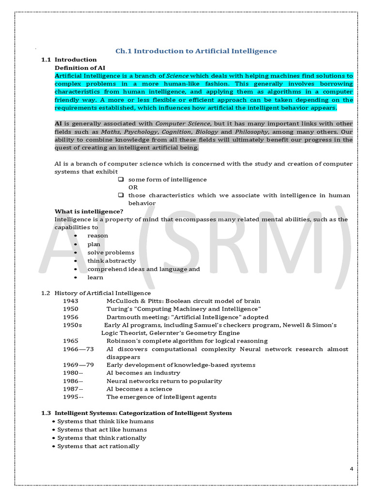 AI Notes Module 1 To 3 | PDF