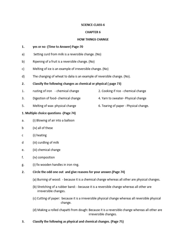 Science Class 6 L-6 Q and Ans(R) | PDF