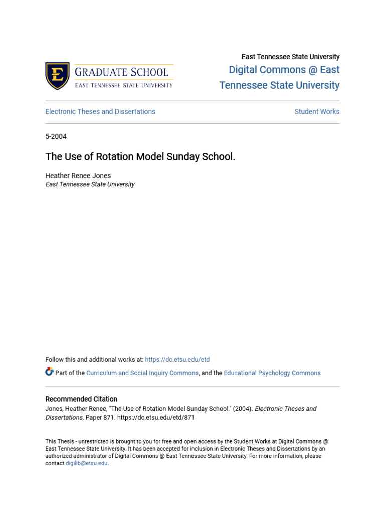 The Use of Rotation Model Sunday School. | PDF