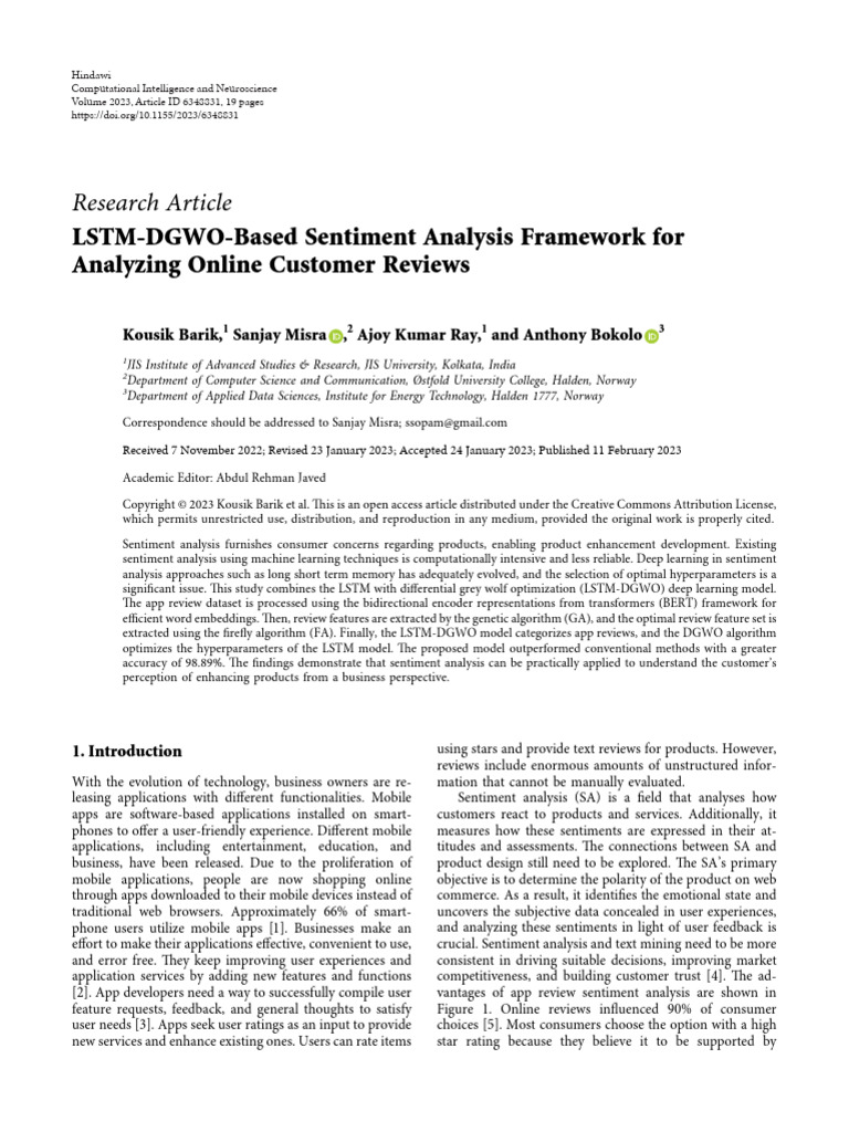 LSTM DGWO Based Sentiment Anal | PDF