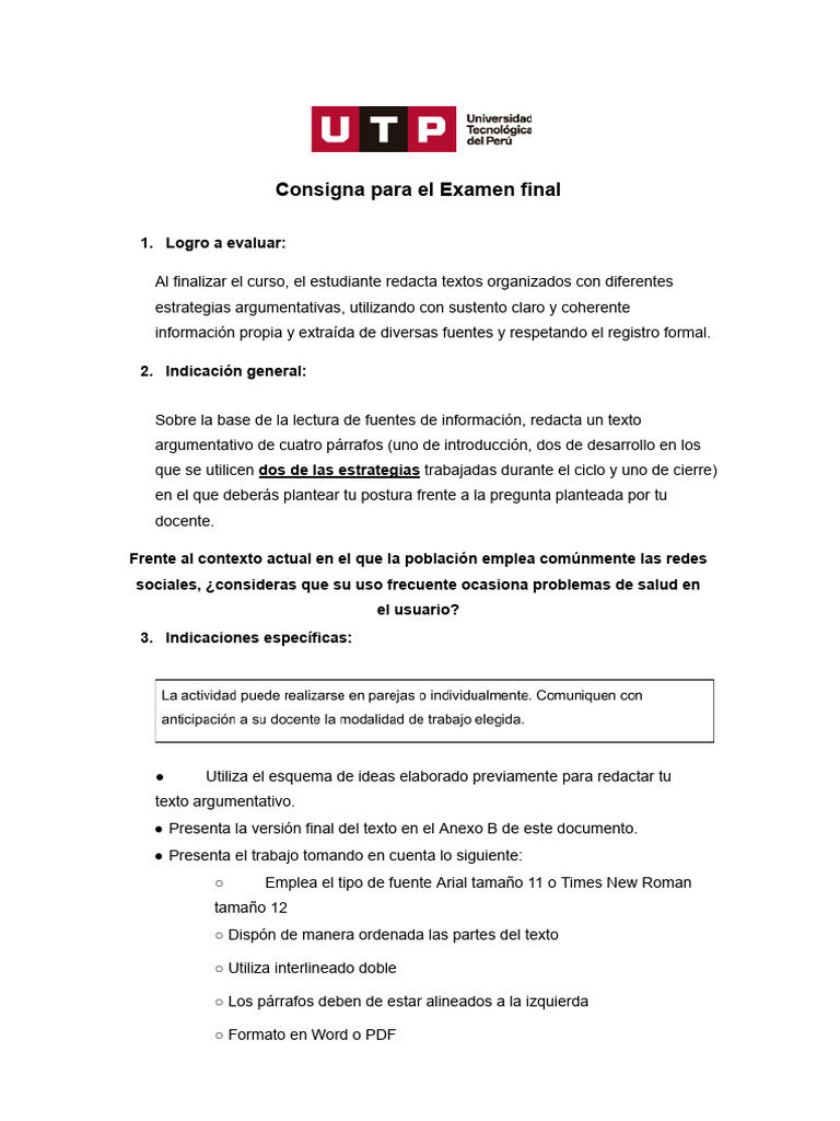 EXAMEN FINAL Redaccion | PDF