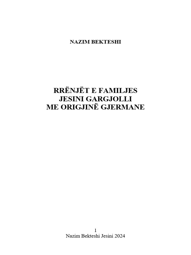 Familja Jesini Gargjolli (Monografi 1469-2024) Nga Zhegra | PDF
