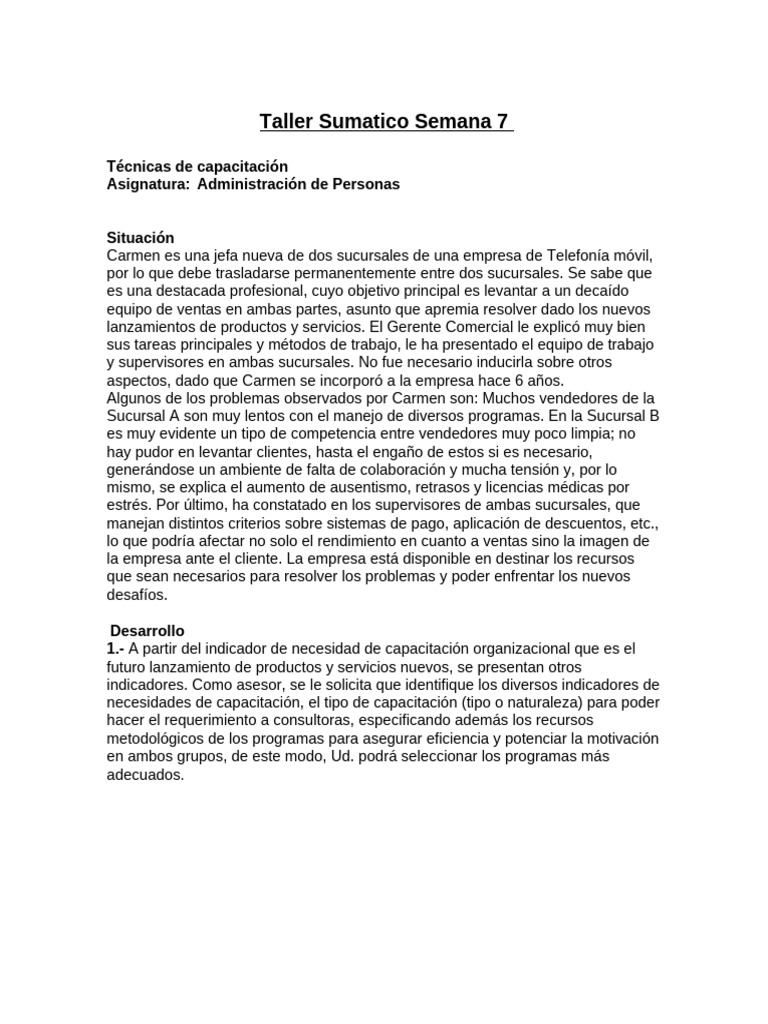 Taller Sumativo Administracion S7 | PDF