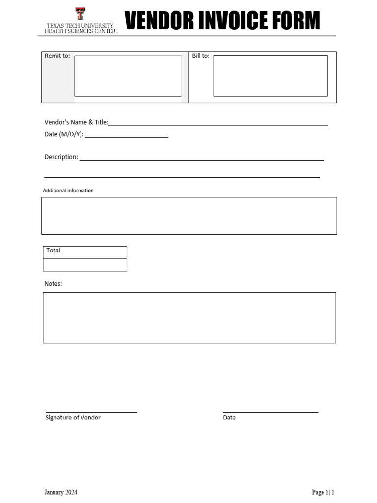 Vendor Invoice Form | PDF