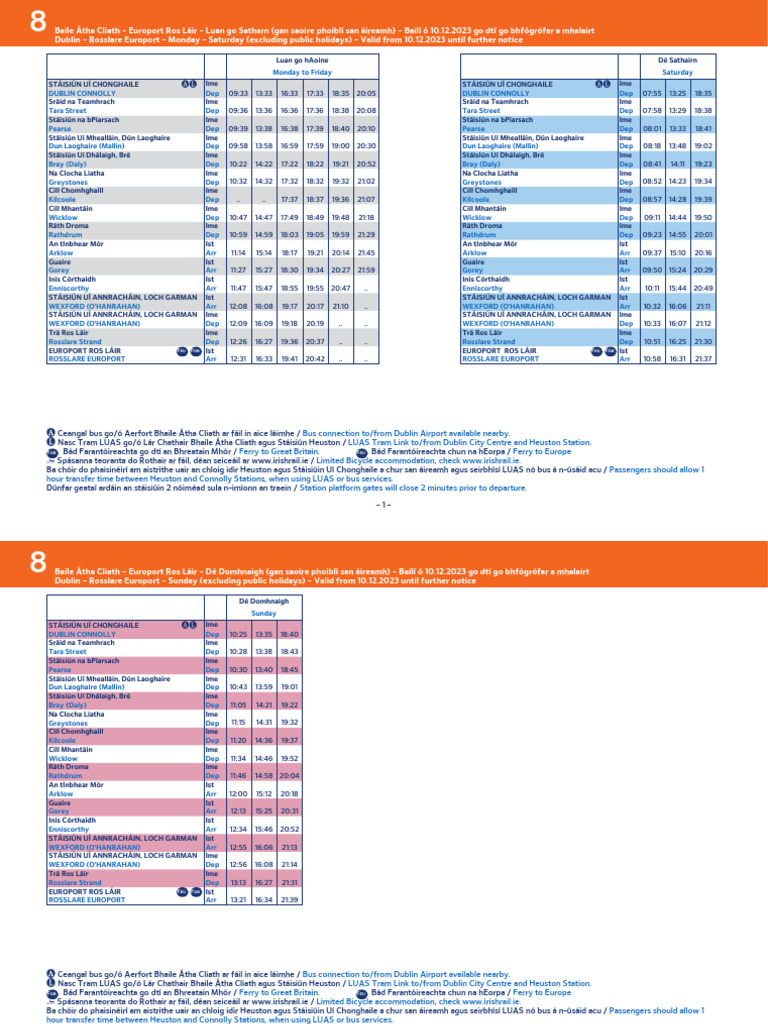 Arklow Train Timetable | PDF | Passenger Rail Transport | County Dublin