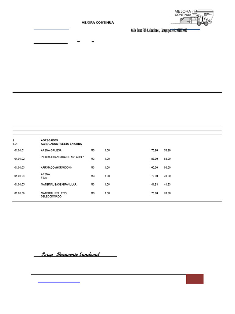 Cotiza Agregados | PDF