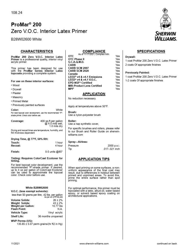 ProMar 200 Interior Primer | PDF