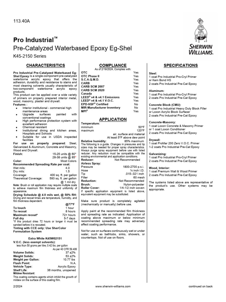 Pro Industrial Epoxy Eggshell | PDF