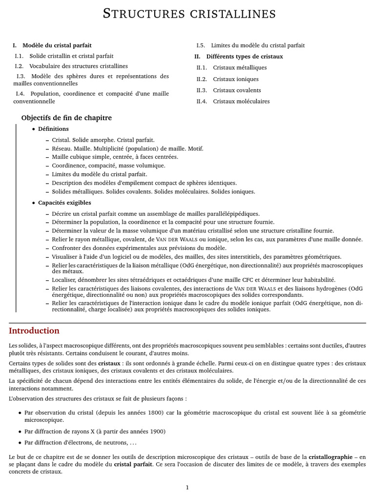 Structures Cristallines | PDF