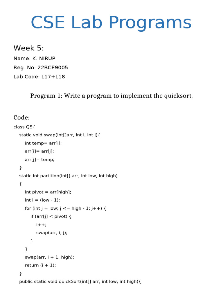 CSE Lab Programs Week5 | PDF