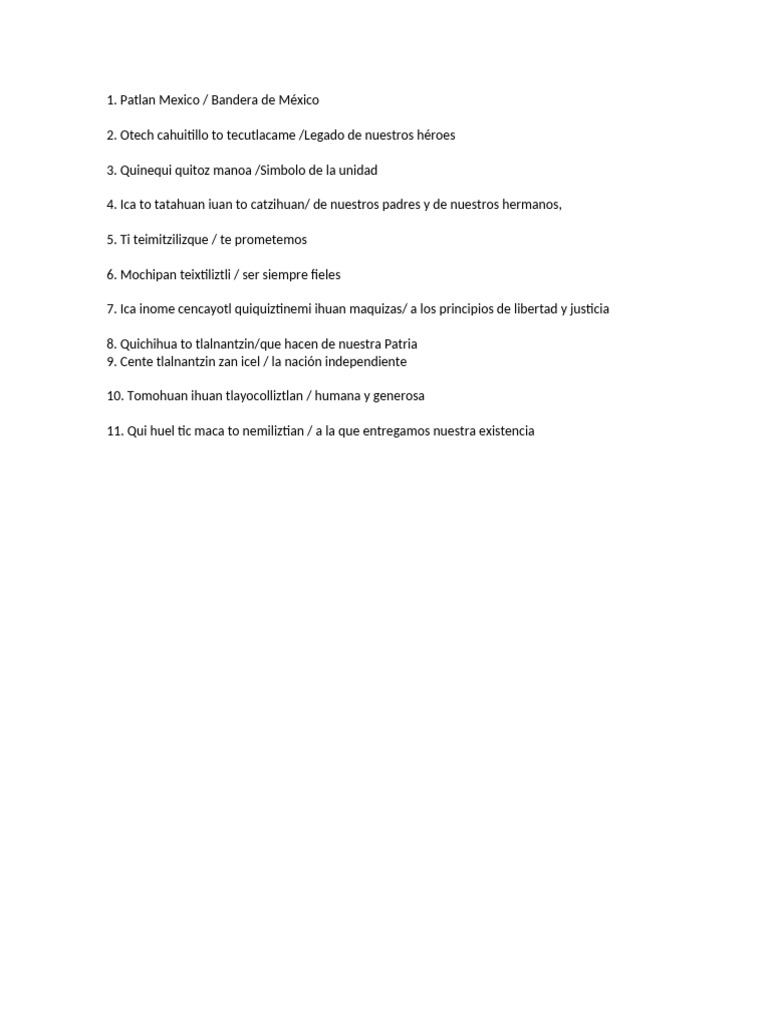 Juramento A La Bandera Nahuatl | PDF