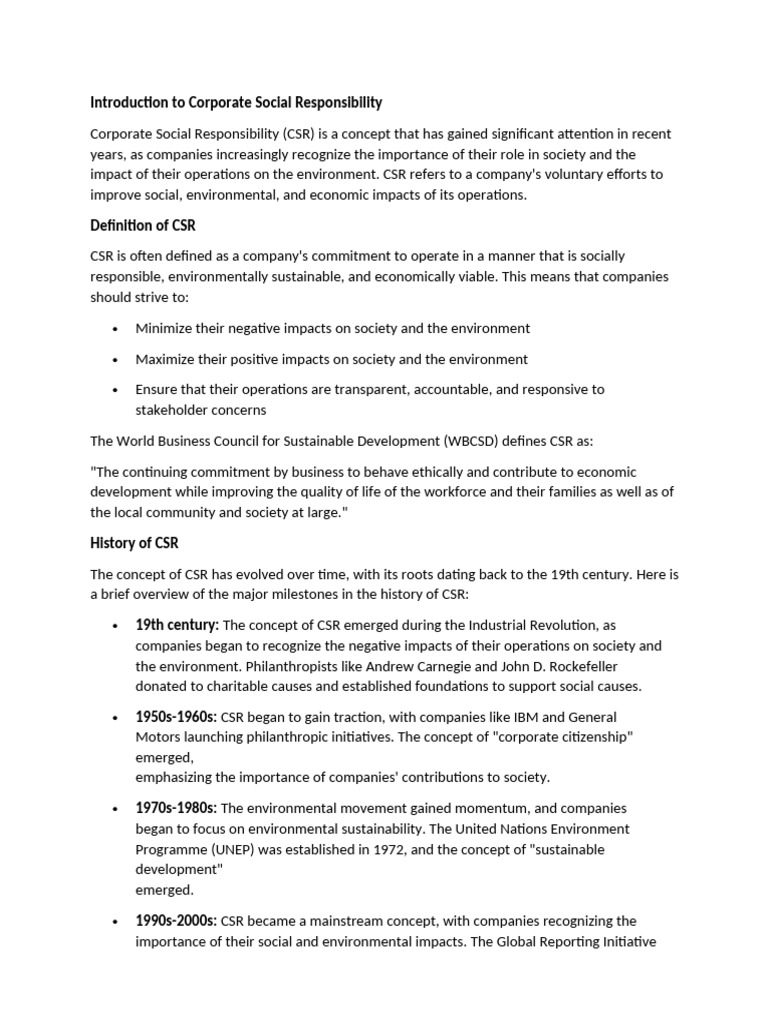 Introduction to Corporate Social Responsibility | PDF