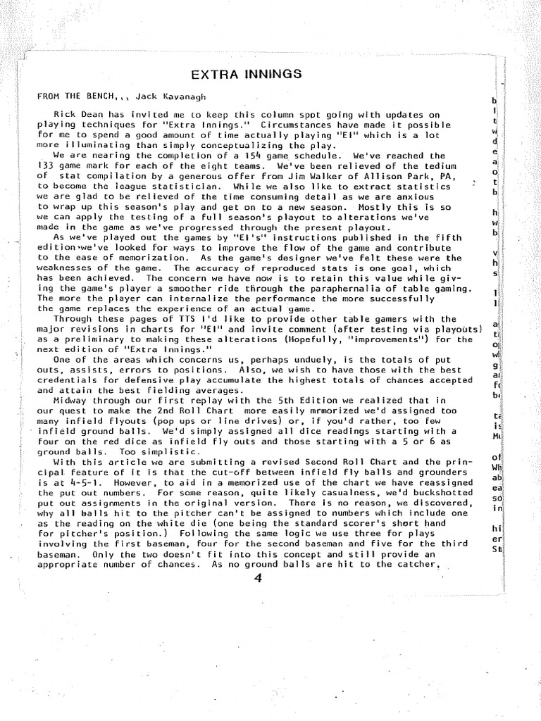 Extra Innings Newsletter Vol 9 No 1 | PDF