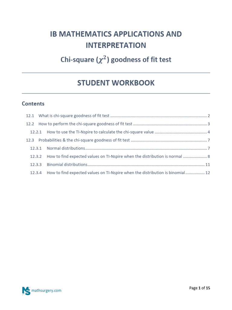 Ai22 Chi Square Goodness Of Fit Test Pdf