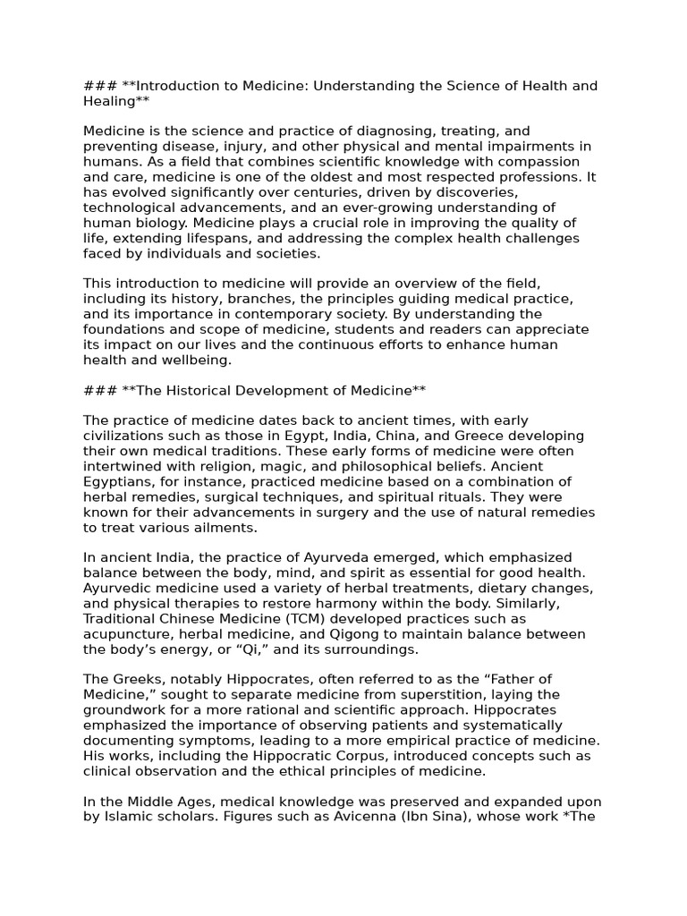 Introduction To Medicine | PDF