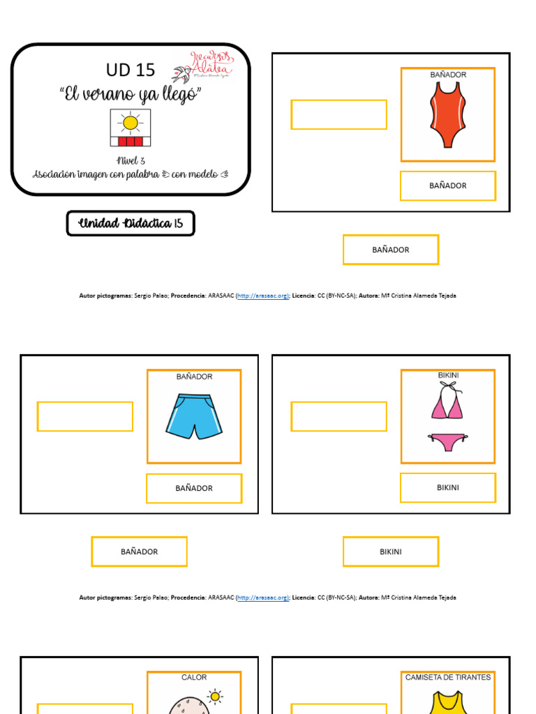 UD 15 El Verano Ya Llego Nivel 3 Asociacion Imagen-Palabra | PDF