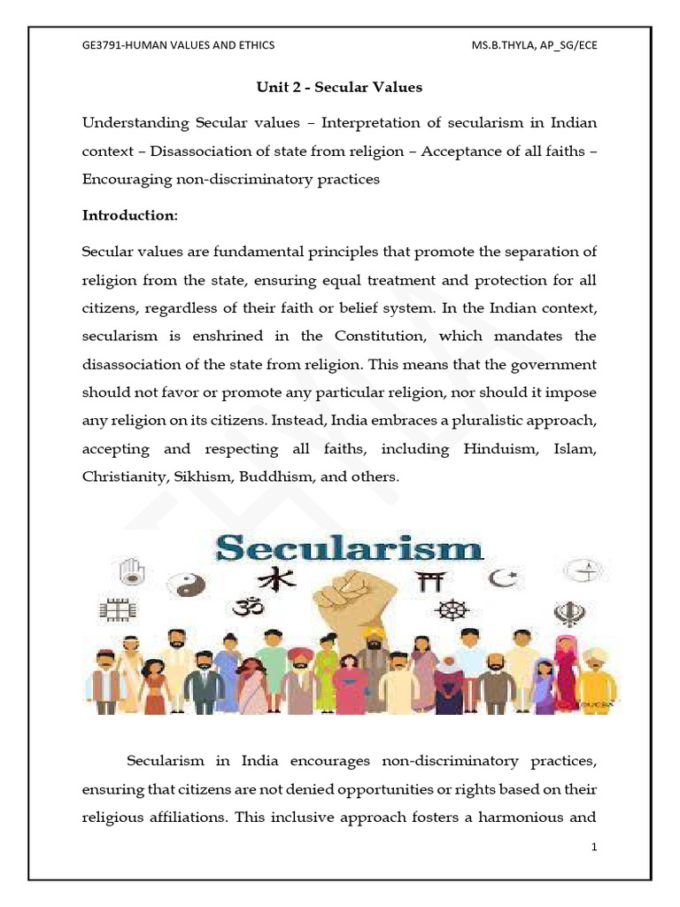 Unit 2 - Secular Values | PDF